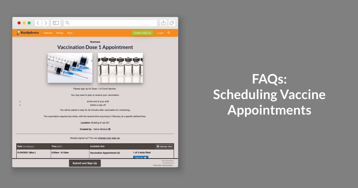FAQs for Scheduling Vaccine Appointments