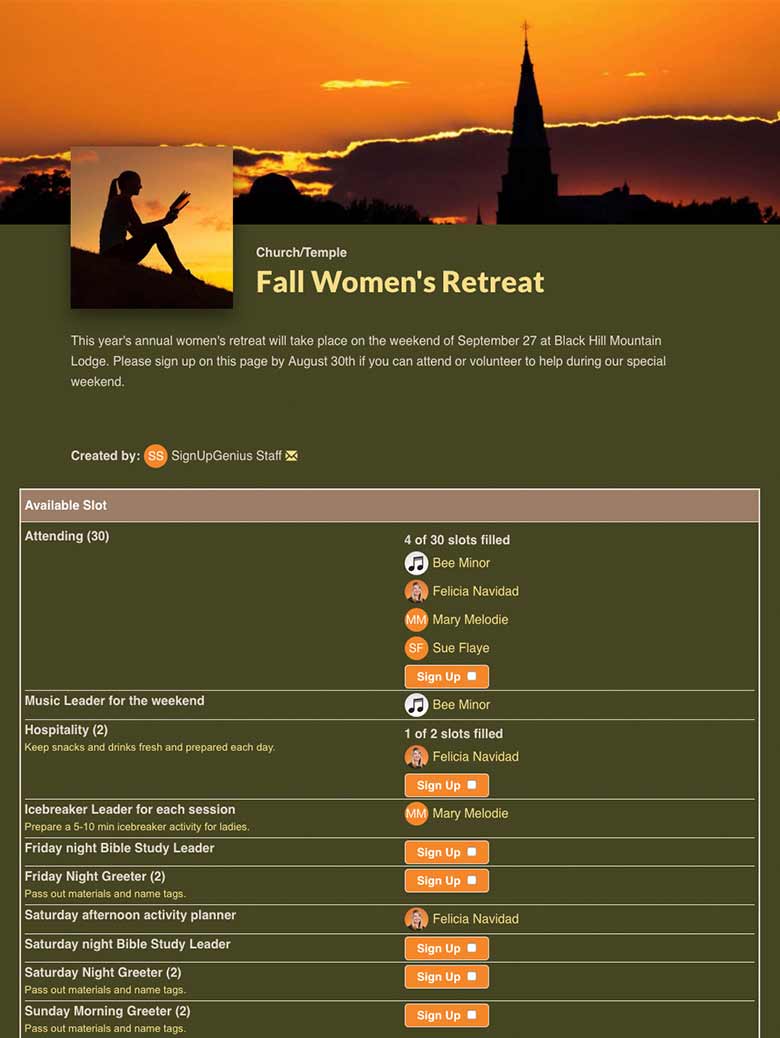 SignUpGenius.com: Free Online Sign Up Forms