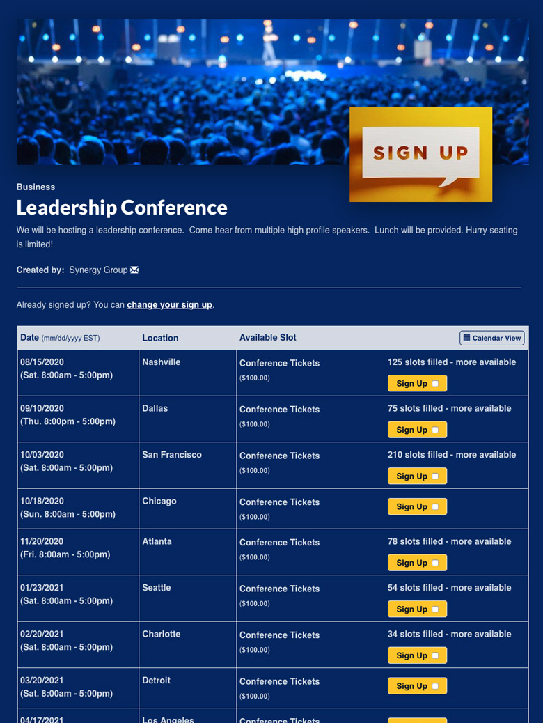 SignUpGenius.com: Free Online Sign Up Forms