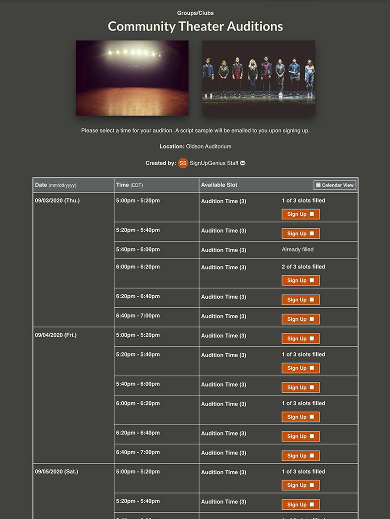 SignUpGenius.com: Free Online Sign Up Forms