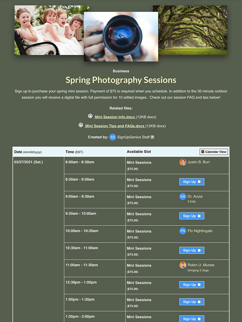 SignUpGenius.com: Free Online Sign Up Forms