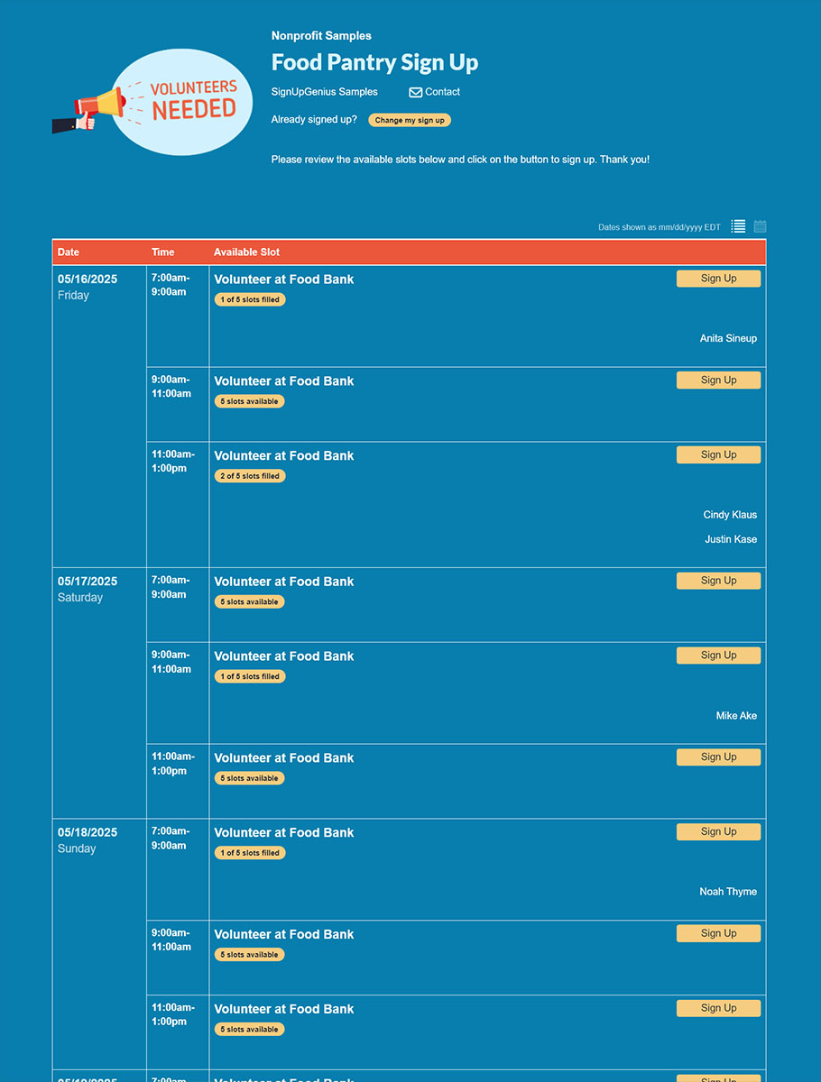 SignUpGenius - Free Online Sign Up Forms