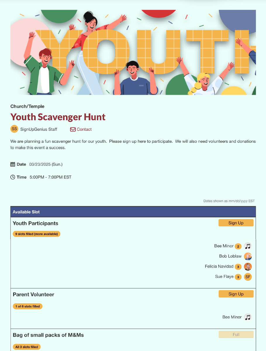 SignUpGenius - Free Online Sign Up Forms