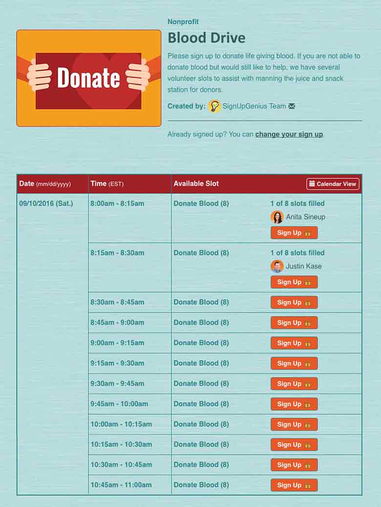 SignUpGenius.com: Free Online Sign Up Forms