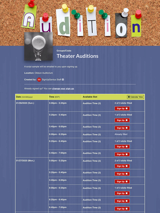 SignUpGenius.com: Free Online Sign Up Forms