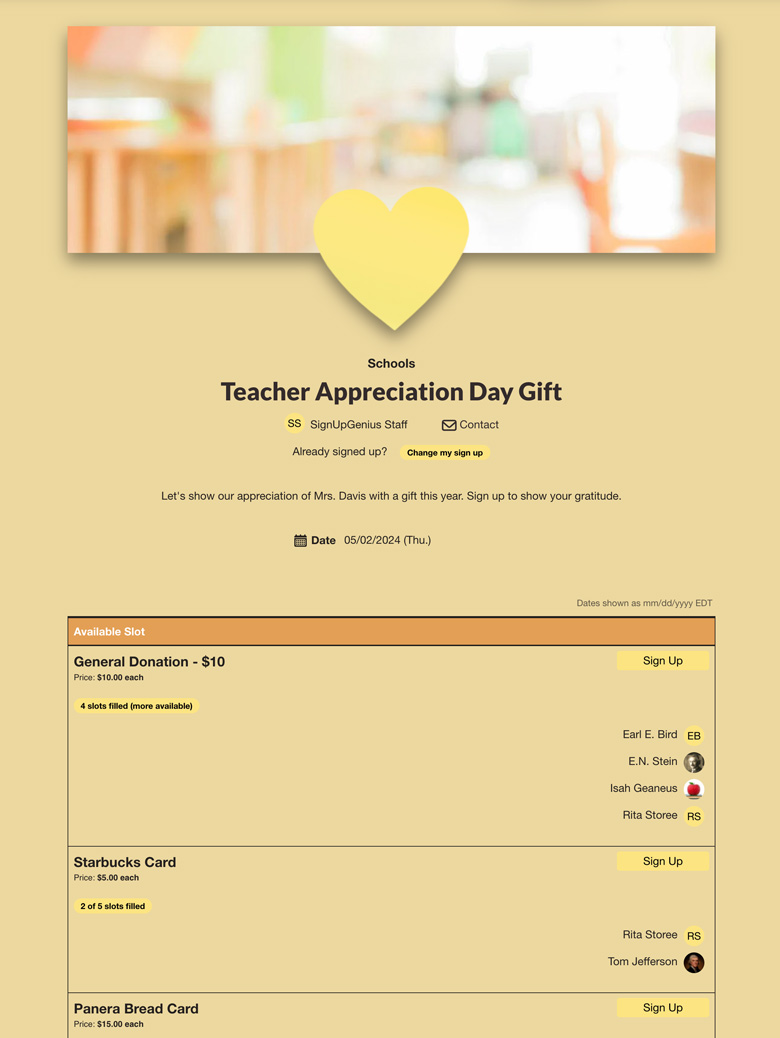 $2,500 Teacher Appreciation Giveaway - SignUpGenius