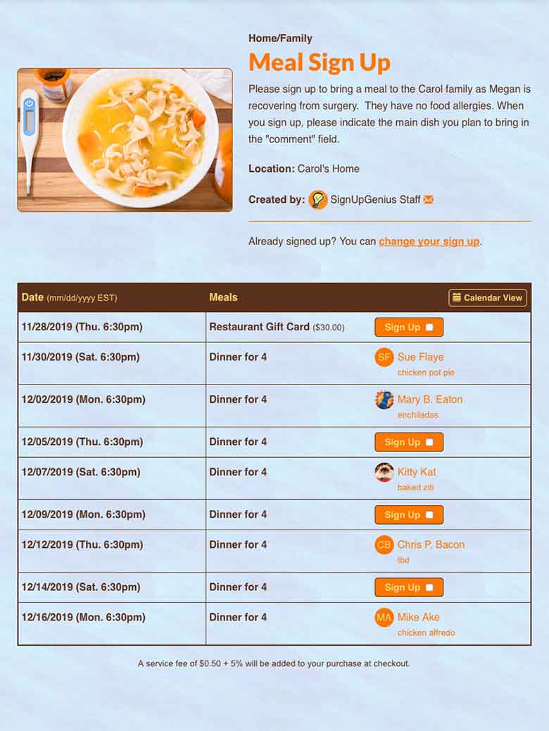 Meal Sign Ups Organize Meals Online For Free Meal Sign Ups Organize Meals Online For Free