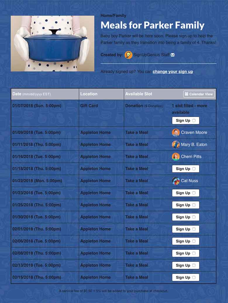 Meal Sign Ups Organize Meals Online For Free Meal Sign Ups Organize Meals Online For Free