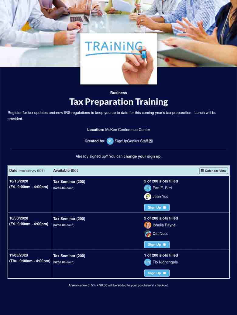 Schedule Tax Preparation Appointments